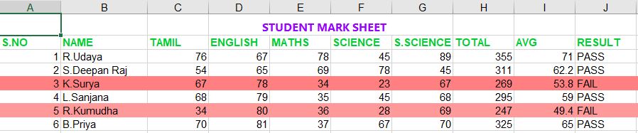 Link to view the students marksheet model file.